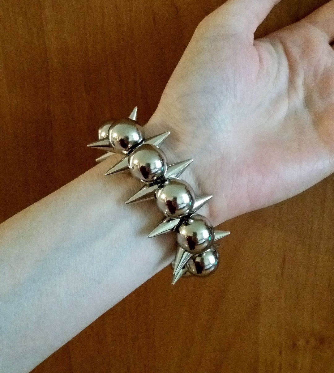Gothic Punk Spike Bracelet, Punk Rock Bracelet, Silver Spiky Goth ...