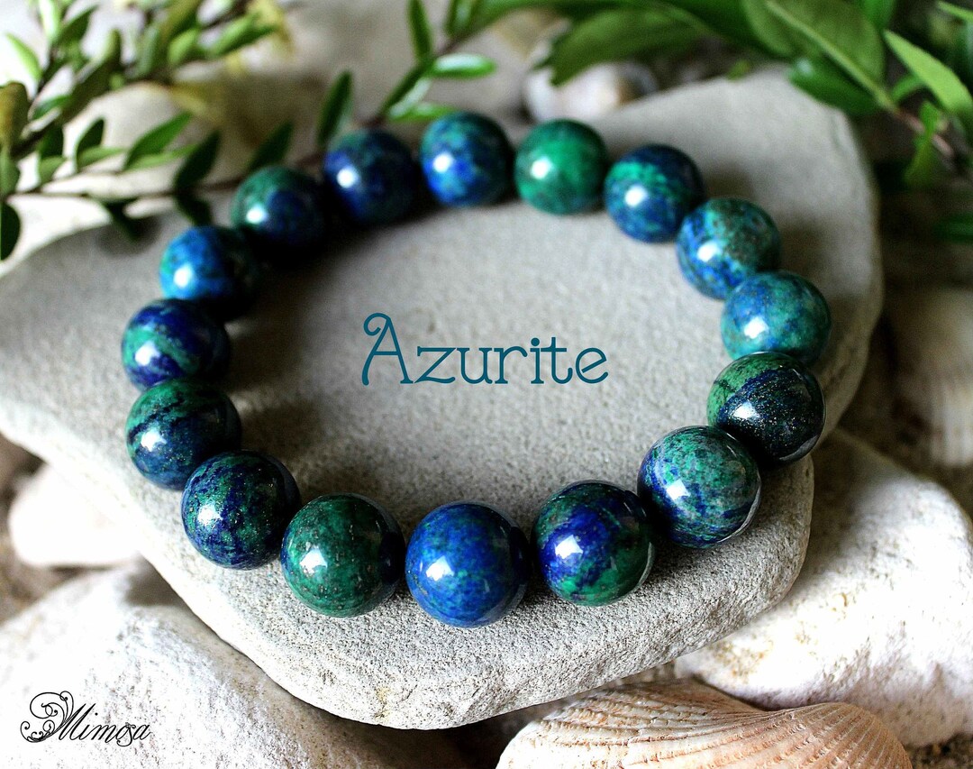 11/12mm Azurite Malachite Bracelet, Chakra Healing Energy Bracelet ...
