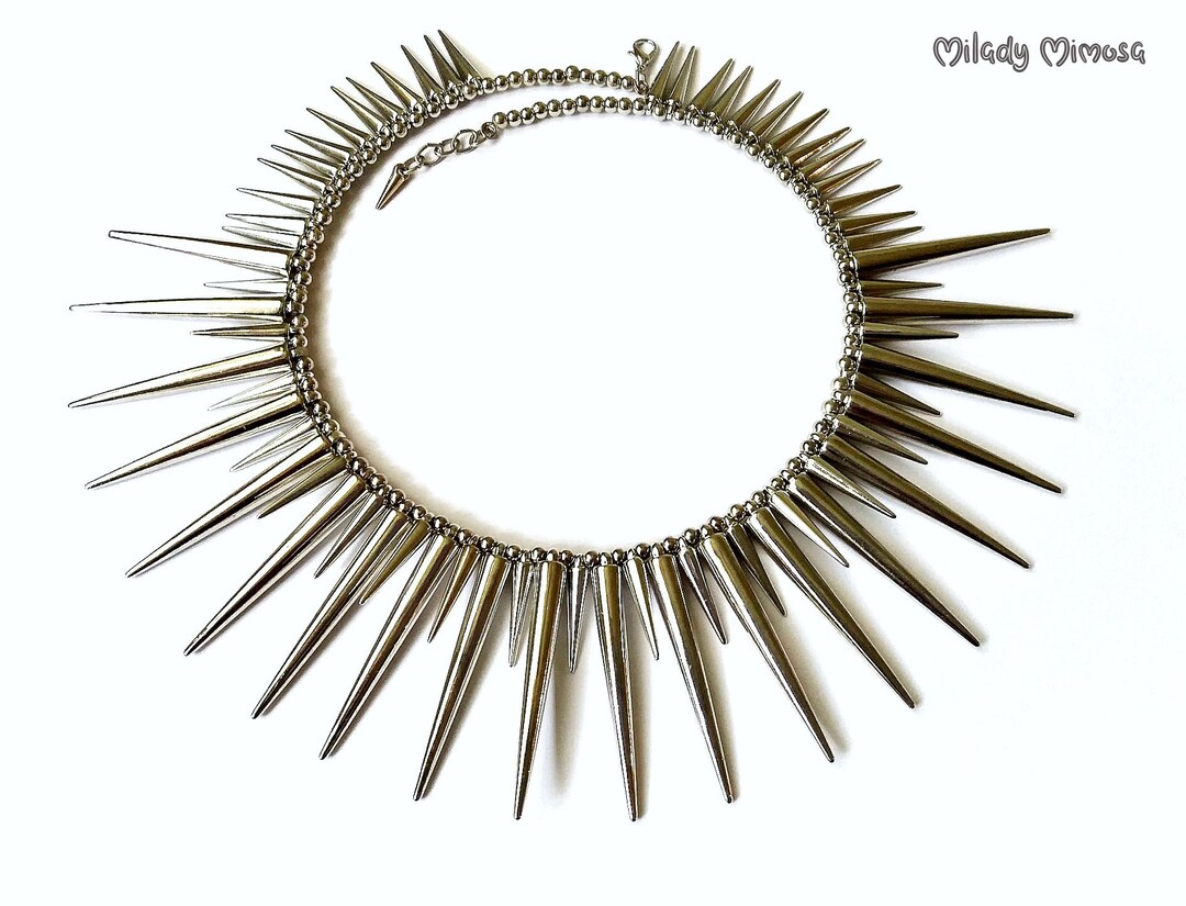 Punk Choker Necklace, Silver Spike Necklace, Spike Choker, Gothic ...