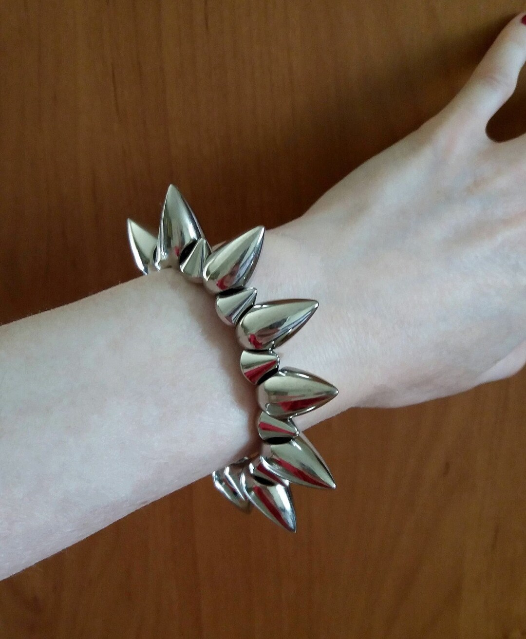 Punk Silver Spike Bracelet, Punk Rock Jewelry, Gothic Spiked Thorn ...