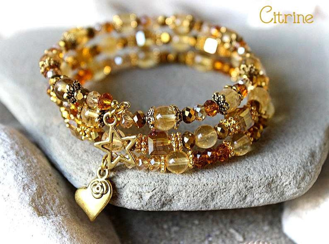 Citrine Multistrand Bracelet, Woman Citrine Jewelry, November ...