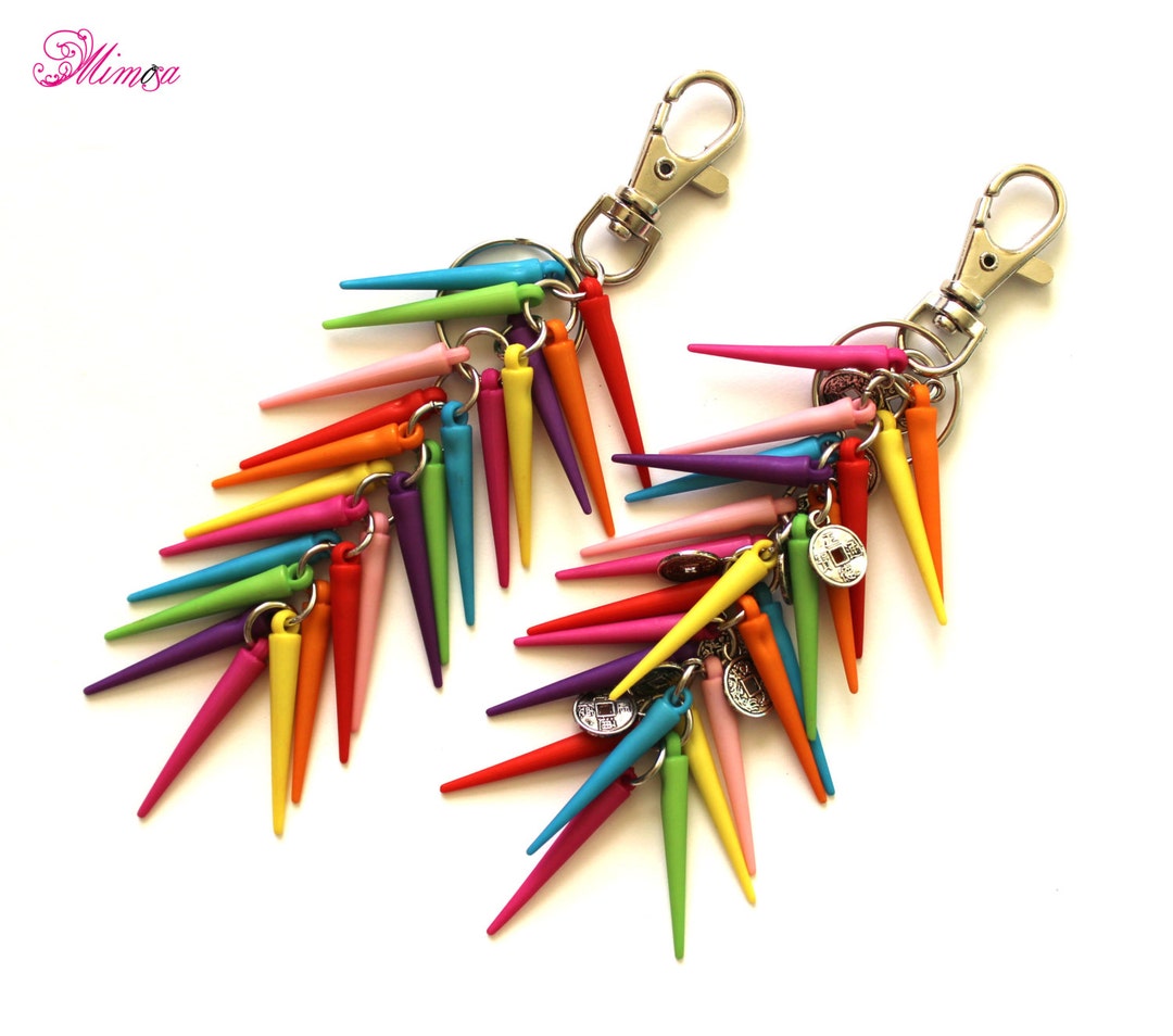Colorful Spike Keychain, Spike Bag Charm, Purse Charm, Bags Accessory ...