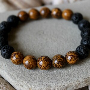 Elephant Skin Jasper and Lava Bracelet, Calligraphy Miriam Stone ...
