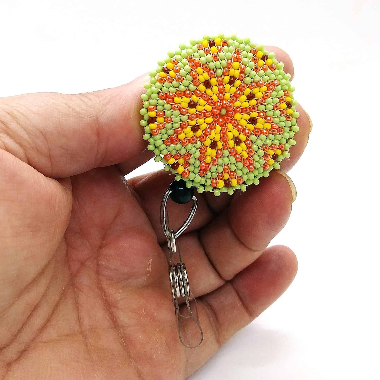 Fun Flower Designer Beaded Retractable Badge Reel With Native - Etsy