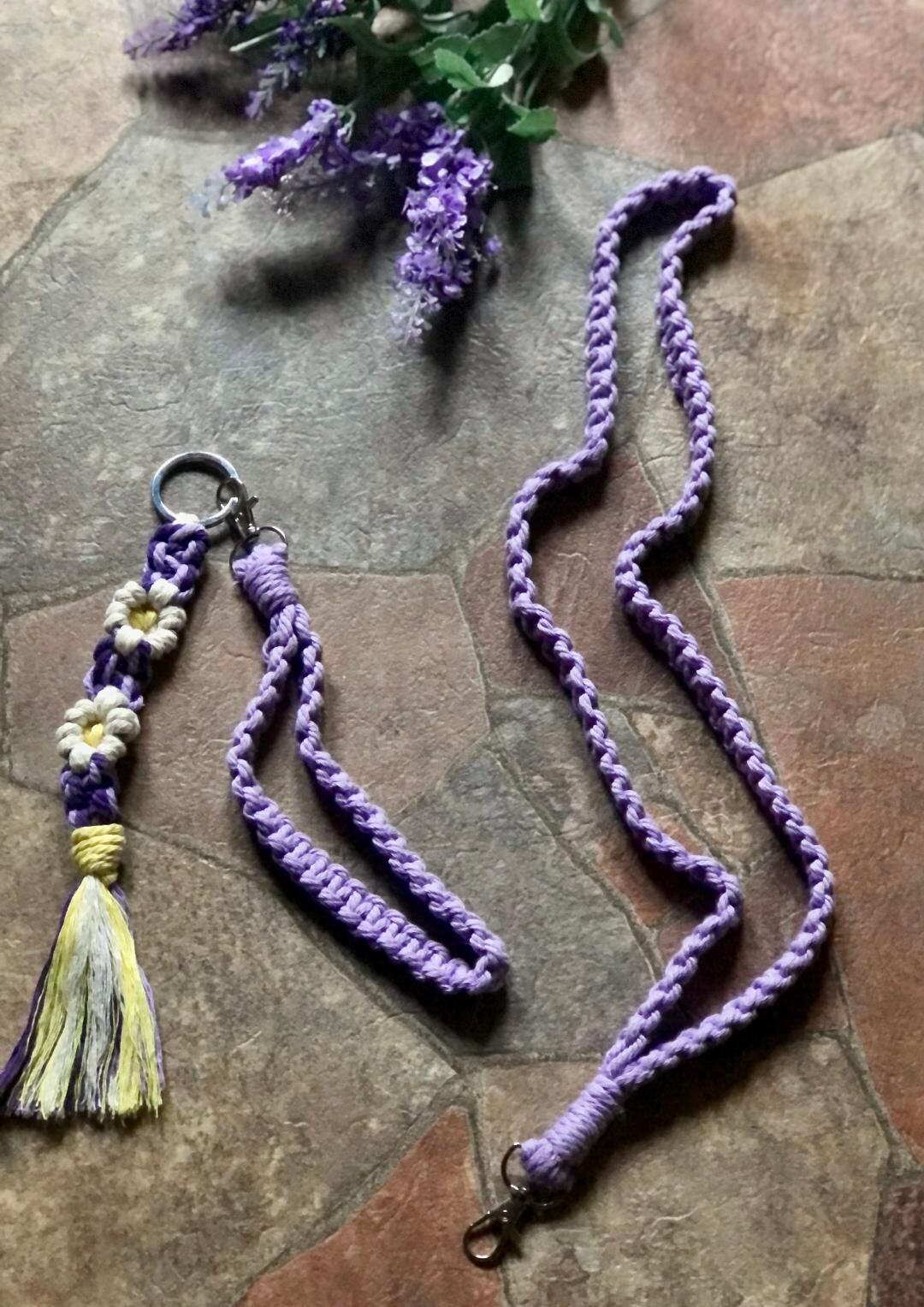Handmade Macrame Lanyard Set -- Lavender and Daisy - Etsy