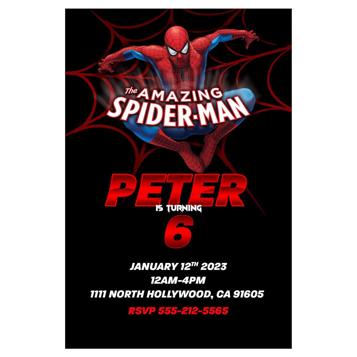 Spiderman Editable Birthday Invitation Template/card Invitation ...