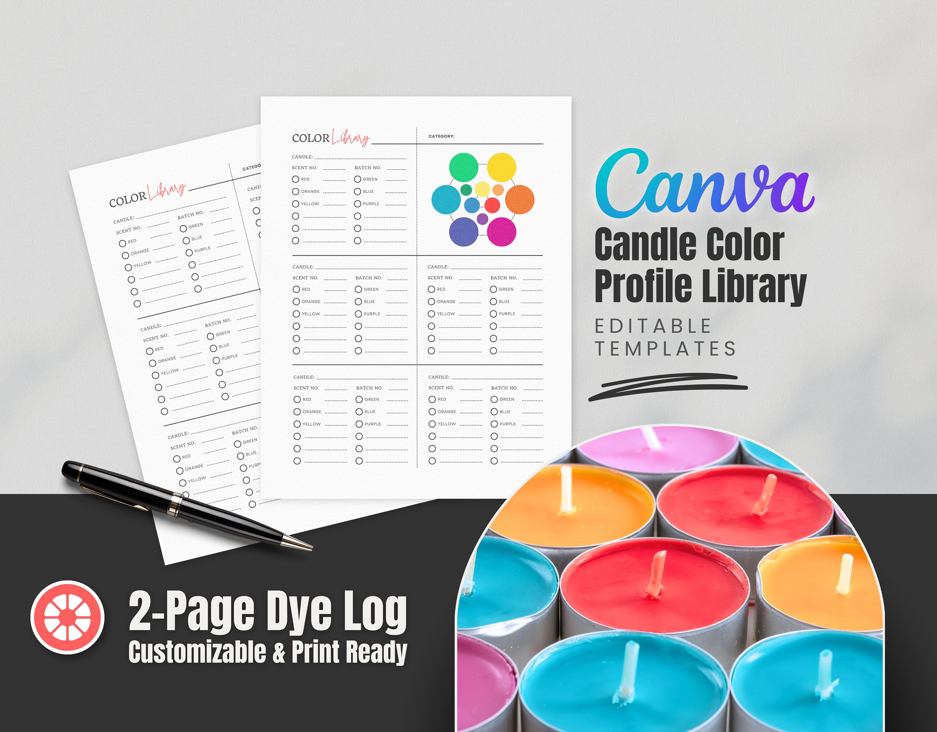 Candle Color Mixing Chart: Dye & Block Log (editable Templates) - Etsy