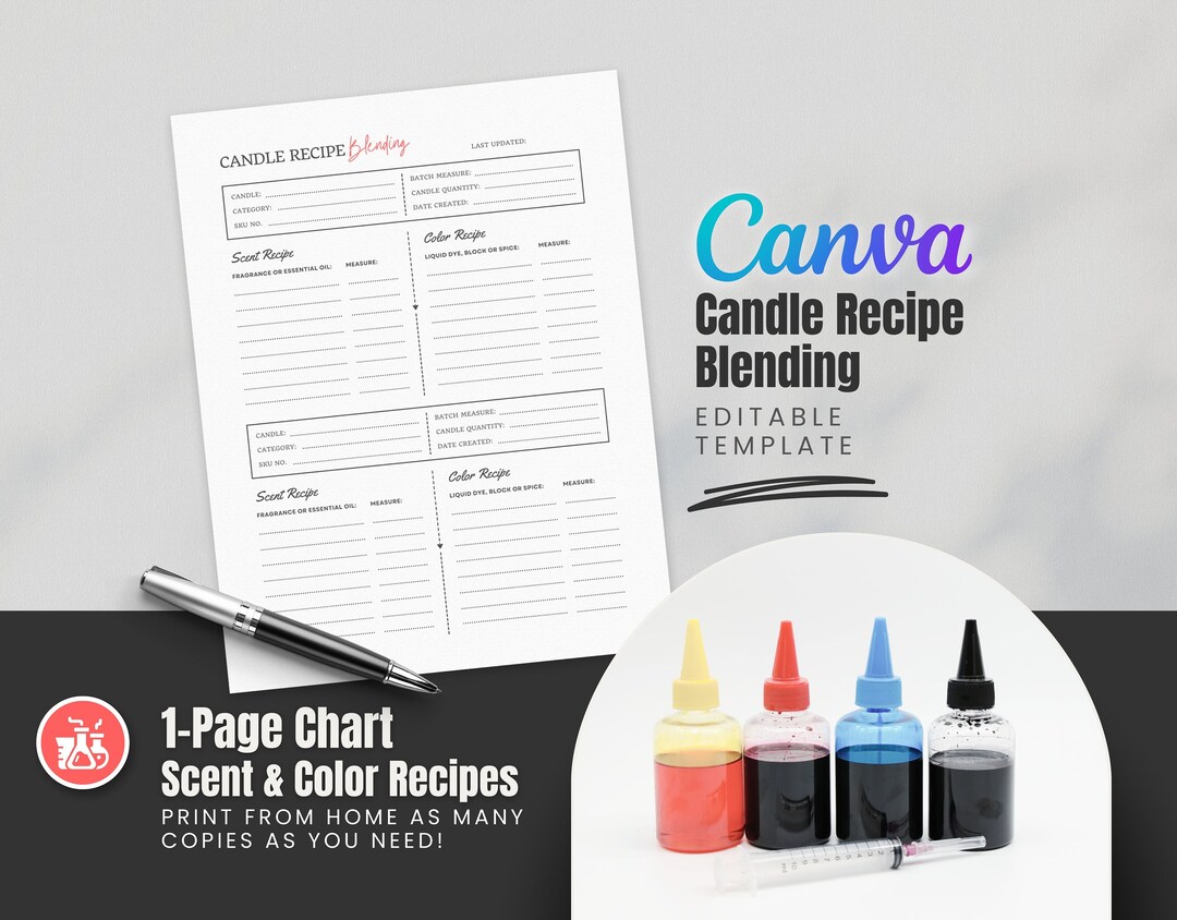 Candle Makers Color & Scent Recipe Planner | Mixing Liquid Dye | Mixing ...