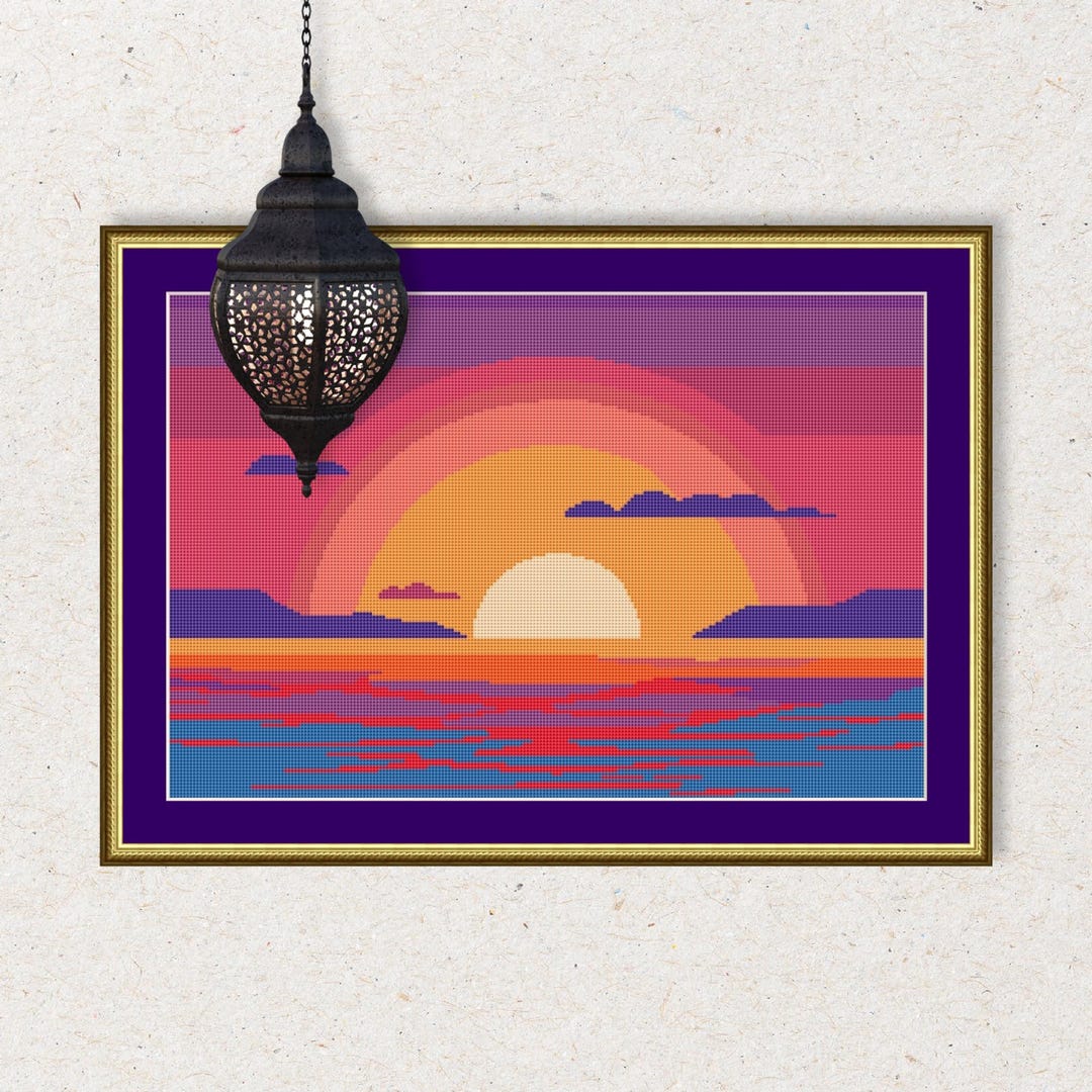 Abstract Sunset Cross Stitch Pattern, Instant Digital Download ...