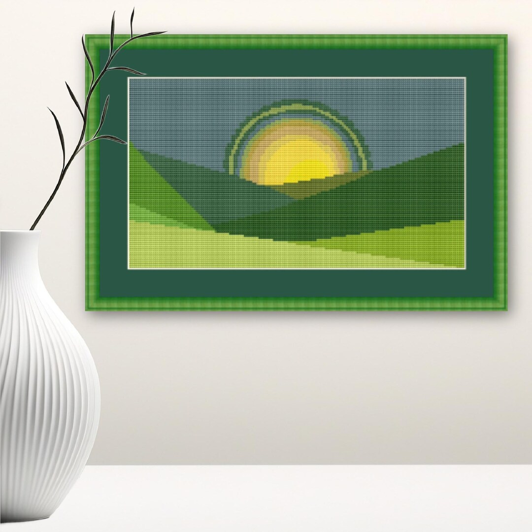 Abstract Boho Sunrise Cross Stitch Pattern, Instant Digital Download ...