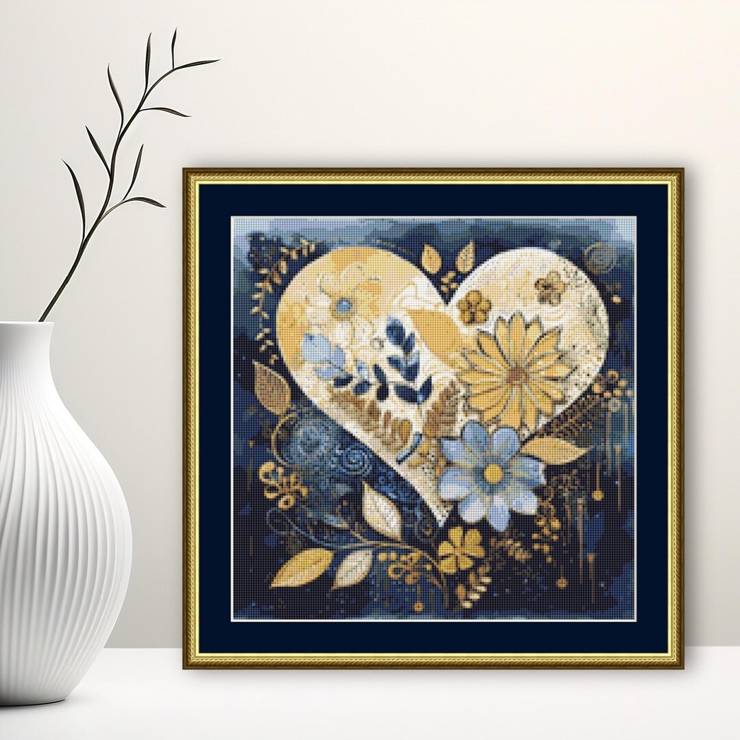 DOLLAR DAZE Heart 4 Collage Cross Stitch Pattern, Instant Digital ...