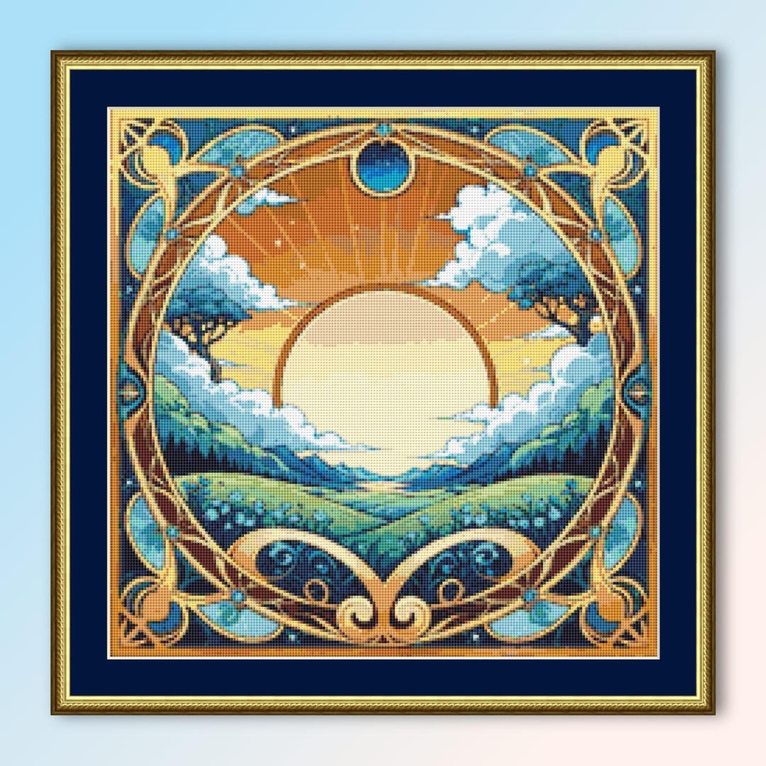 Landscape Filigree Cross Stitch Pattern, Instant Digital Download ...