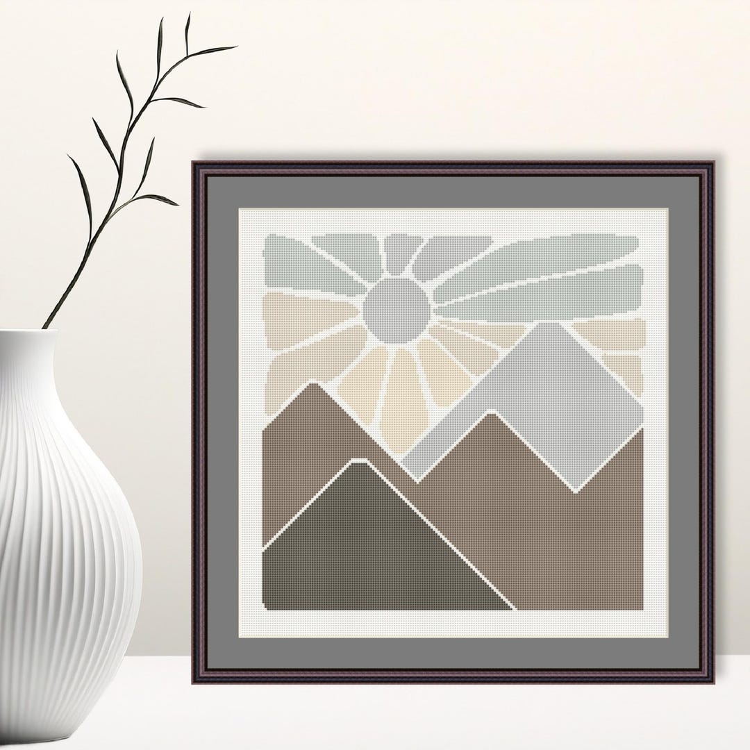 Abstract Mountain Landscape Cross Stitch Pattern, Instant Digital ...
