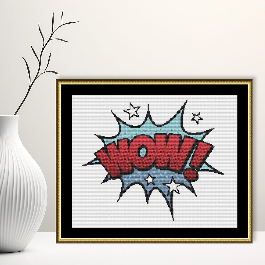 WOW Comic Book Word Bubble Cross Stitch Pattern, Instant Digital ...