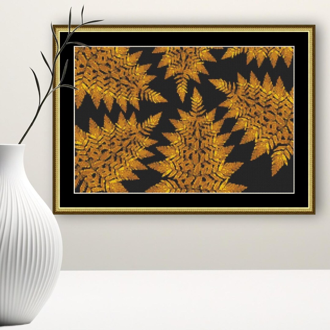 DOLLAR DAZE Fern Fronds Abstract Floral Cross Stitch Pattern, Instant ...
