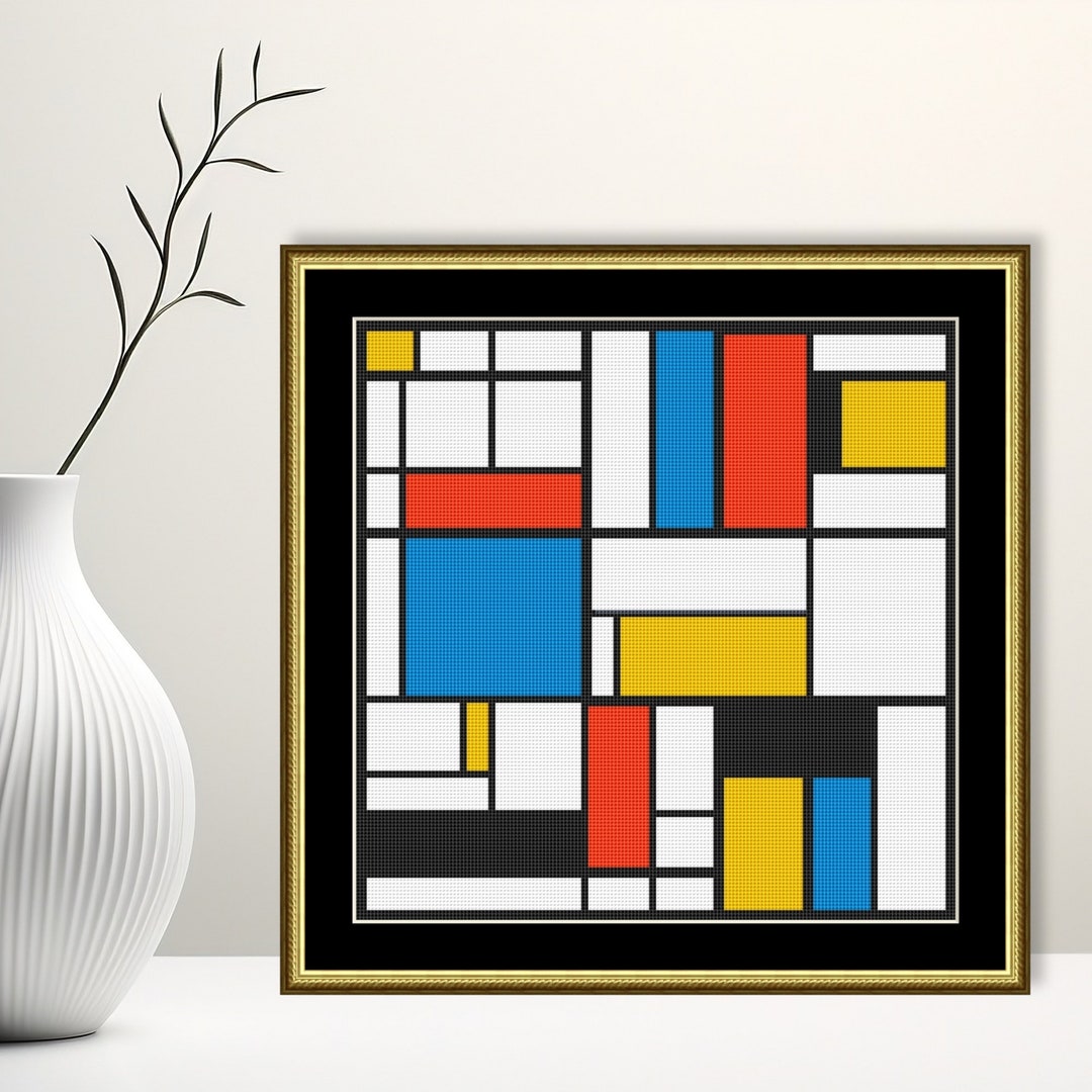 Piet Mondrian Cross Stitch Pattern, Geometric Minimalist Instant Digital Download, Printable ...