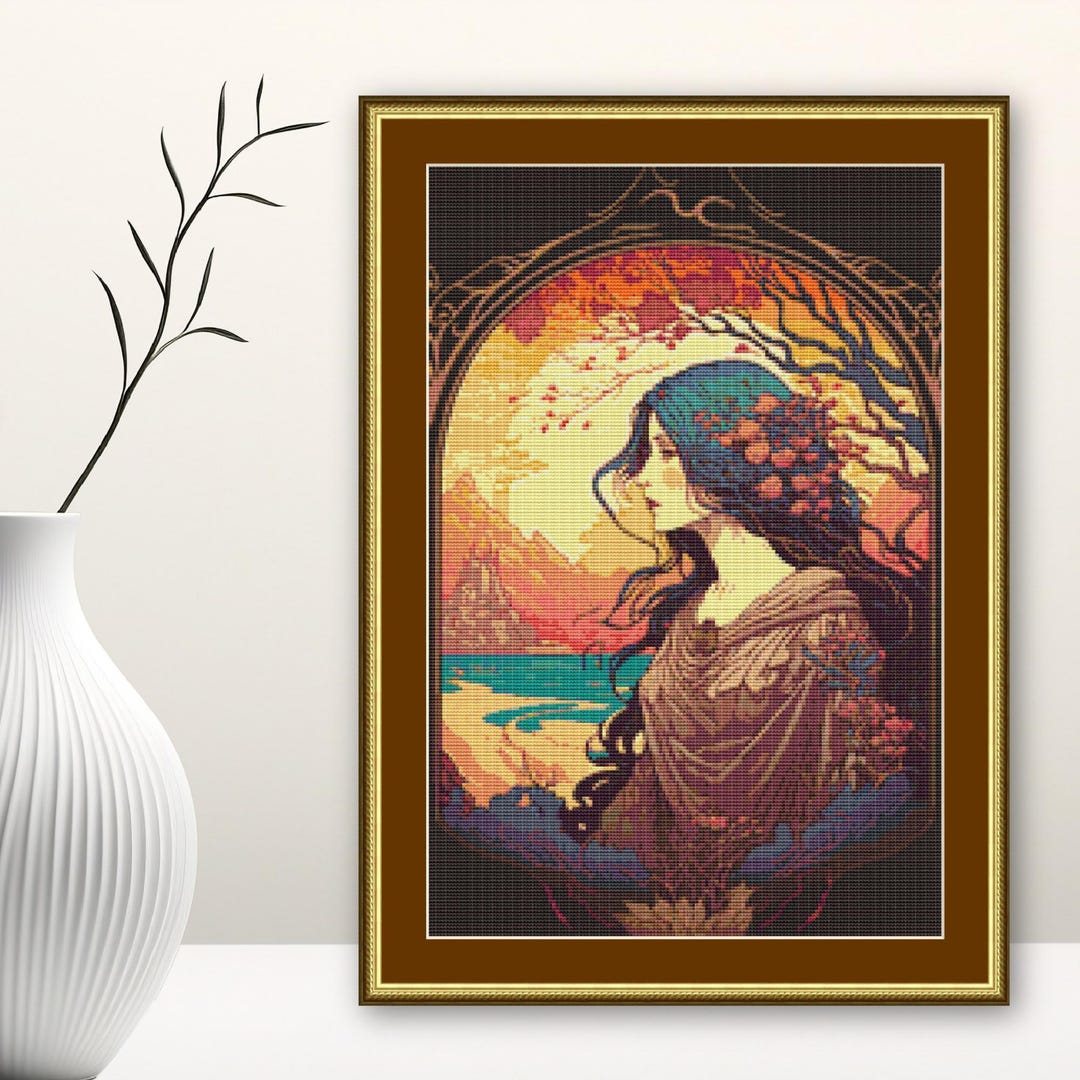 DOLLAR DAZE Art Deco Portrait Cross Stitch Pattern, Instant Digital ...