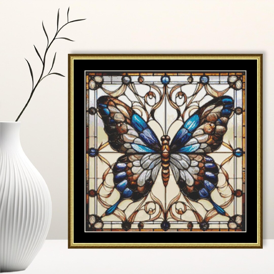 DOLLAR DAZE Stained Glass Butterfly Cross Stitch Pattern, Instant ...