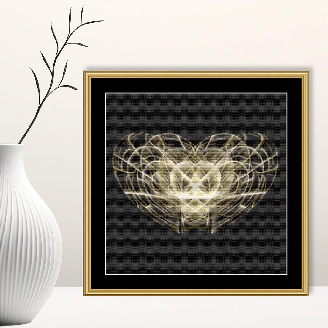 DOLLAR DAZE Printable Fractal Cross Stitch Pattern, Lacy Hearts ...