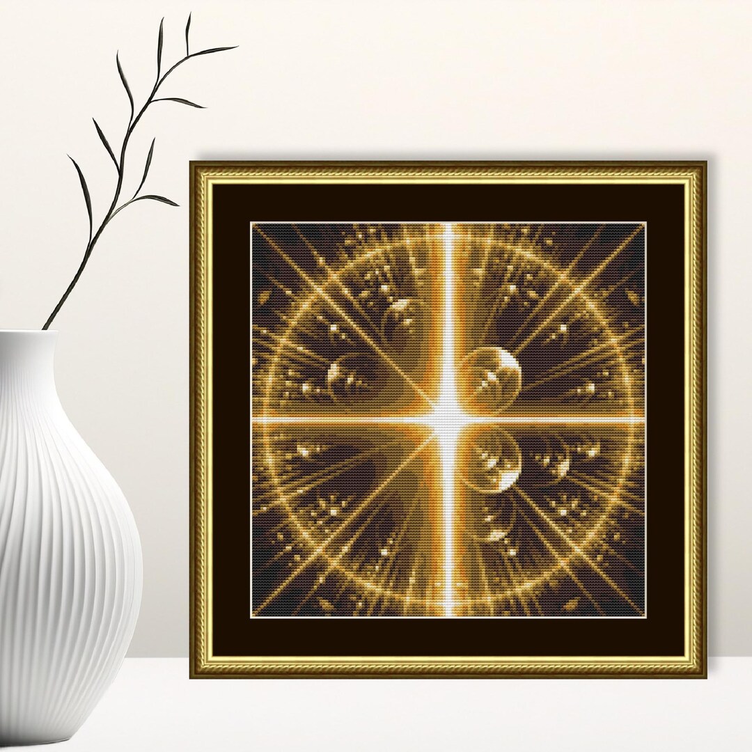 DOLLAR DAZE Printable Fractal Cross Stitch Pattern, Golden Starlight ...