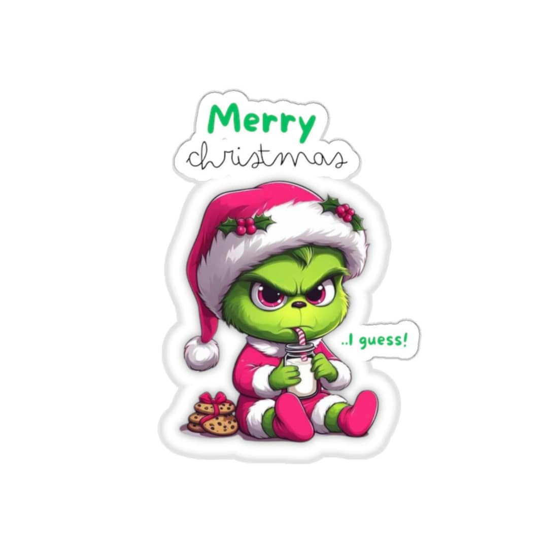 Baby Grinch Sticker, Cute Cartoon Character, Christmas Sticker, Funny ...