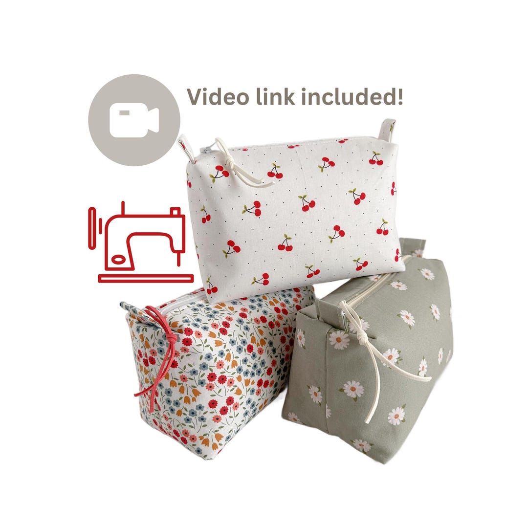 Small Makeup Bag Pattern Pdf//boxy Bag Pattern//small Pouch Pattern ...