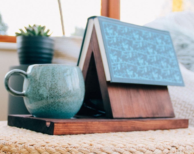 Book Nook Reading Valet- Wooden Handmade Solid Chunky Wood Personalised ...