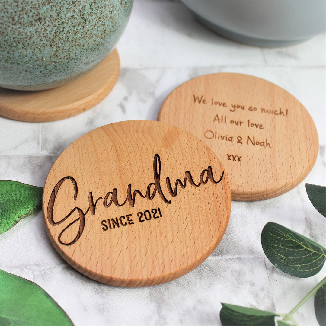 Personalised Grandma Coaster Wooden Engraved Mothers Day Gift - Etsy