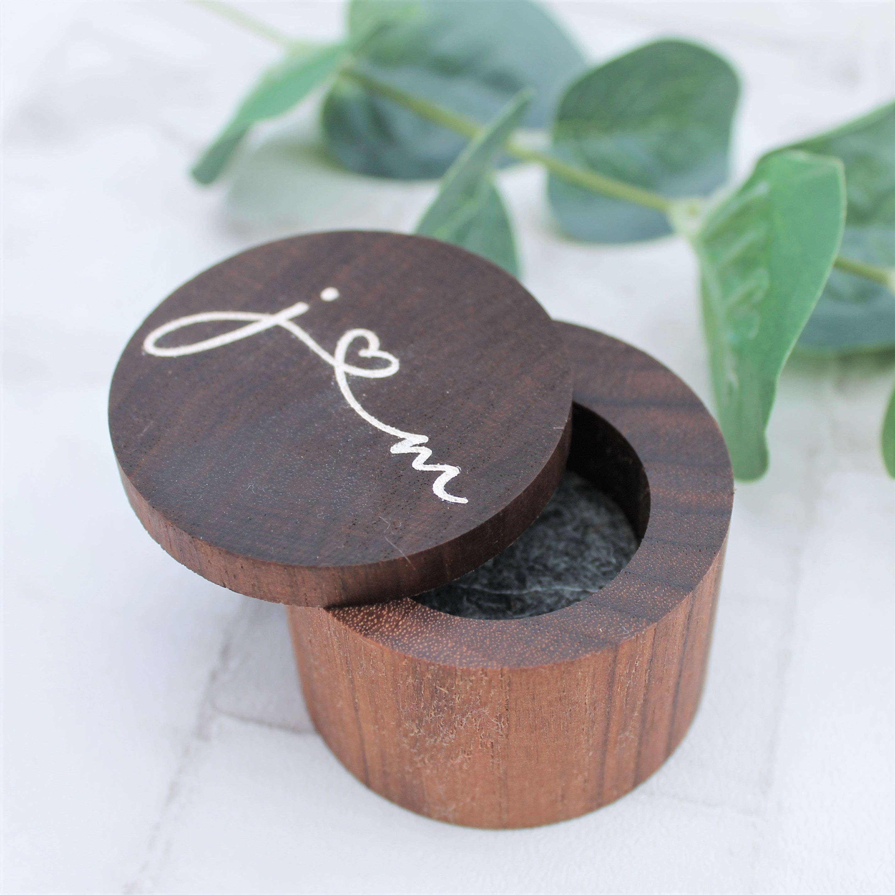 Engraved Wooden Ring Box With Personalised Initials for | Etsy UK