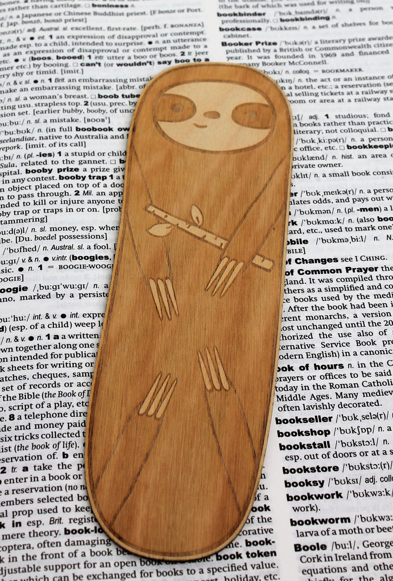 Engraved Wooden Sloth Bookmark Personalised Book Lover Gift - Etsy UK