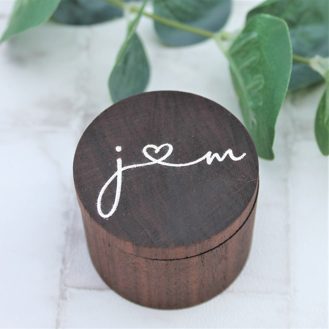 Engraved Wooden Ring Box With Personalised Initials - for Wedding Day ...