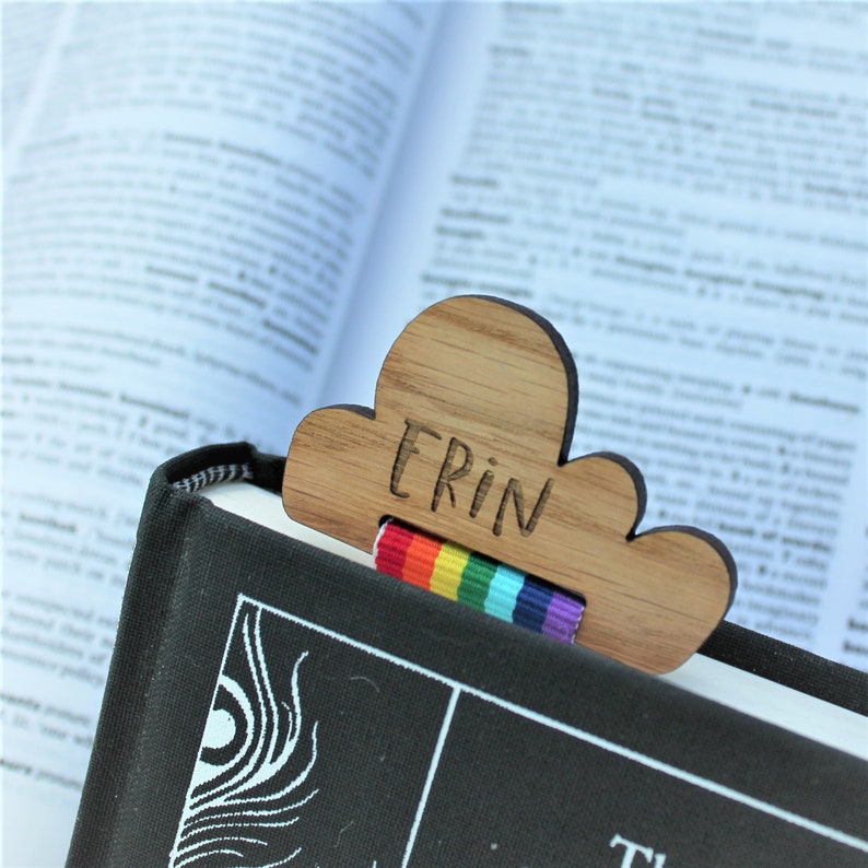 Personalised Rainbow Cloud Bookmark - Book Lover Gift - Etsy