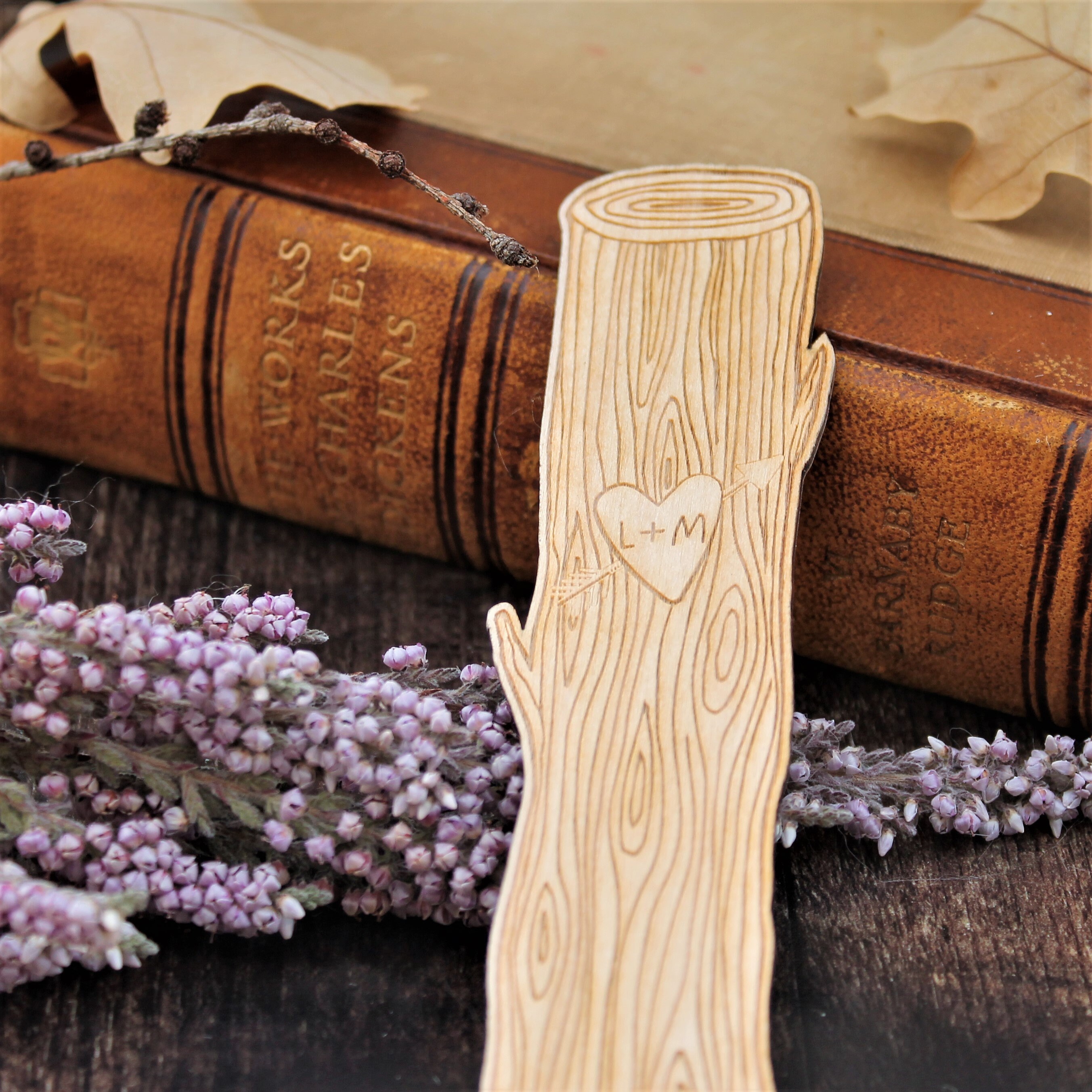 Personalised Wooden Bookmark Tree Carving 5th Anniversary | Etsy