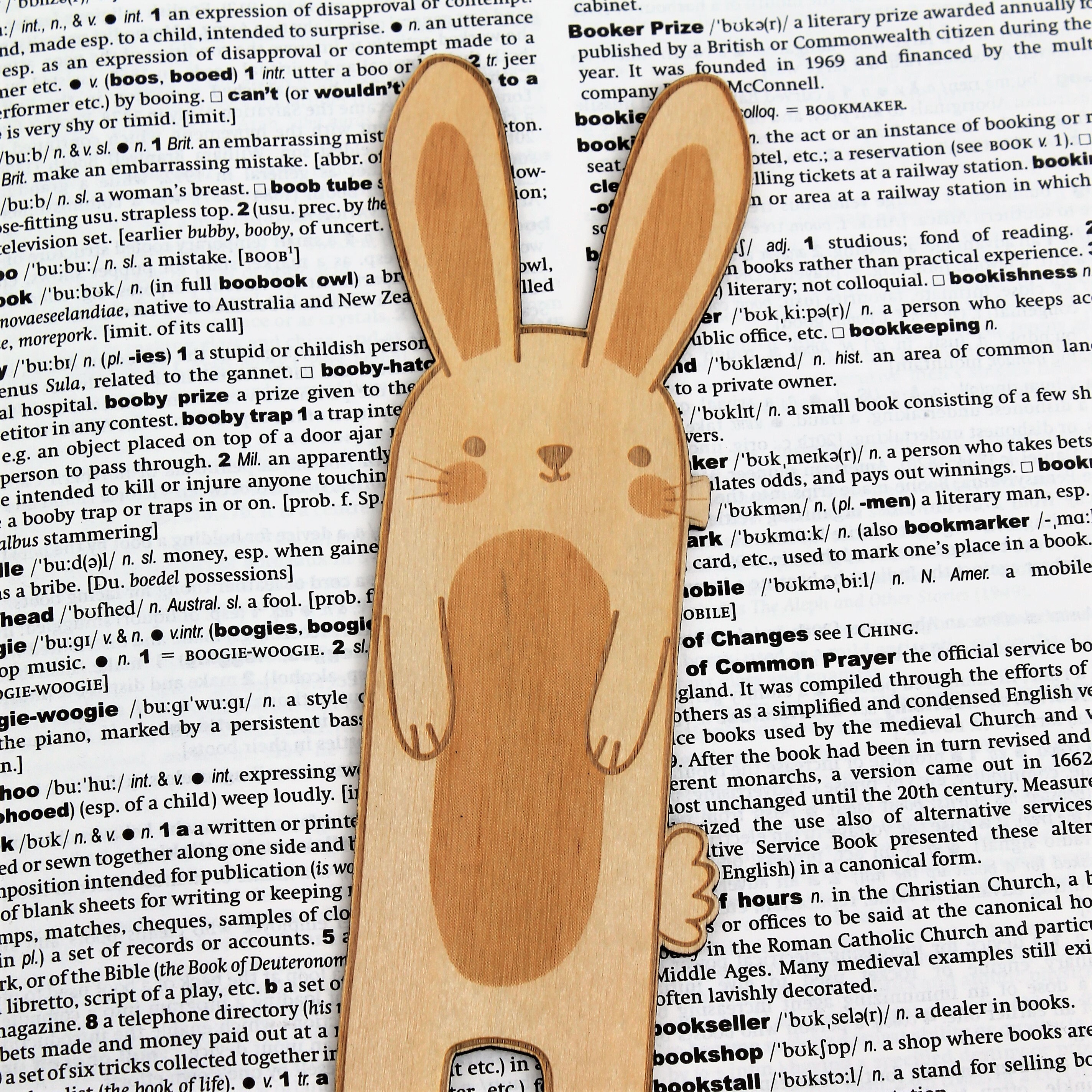 Wooden Bunny Rabbit Bookmark Engraved Personalised Book Lover - Etsy UK