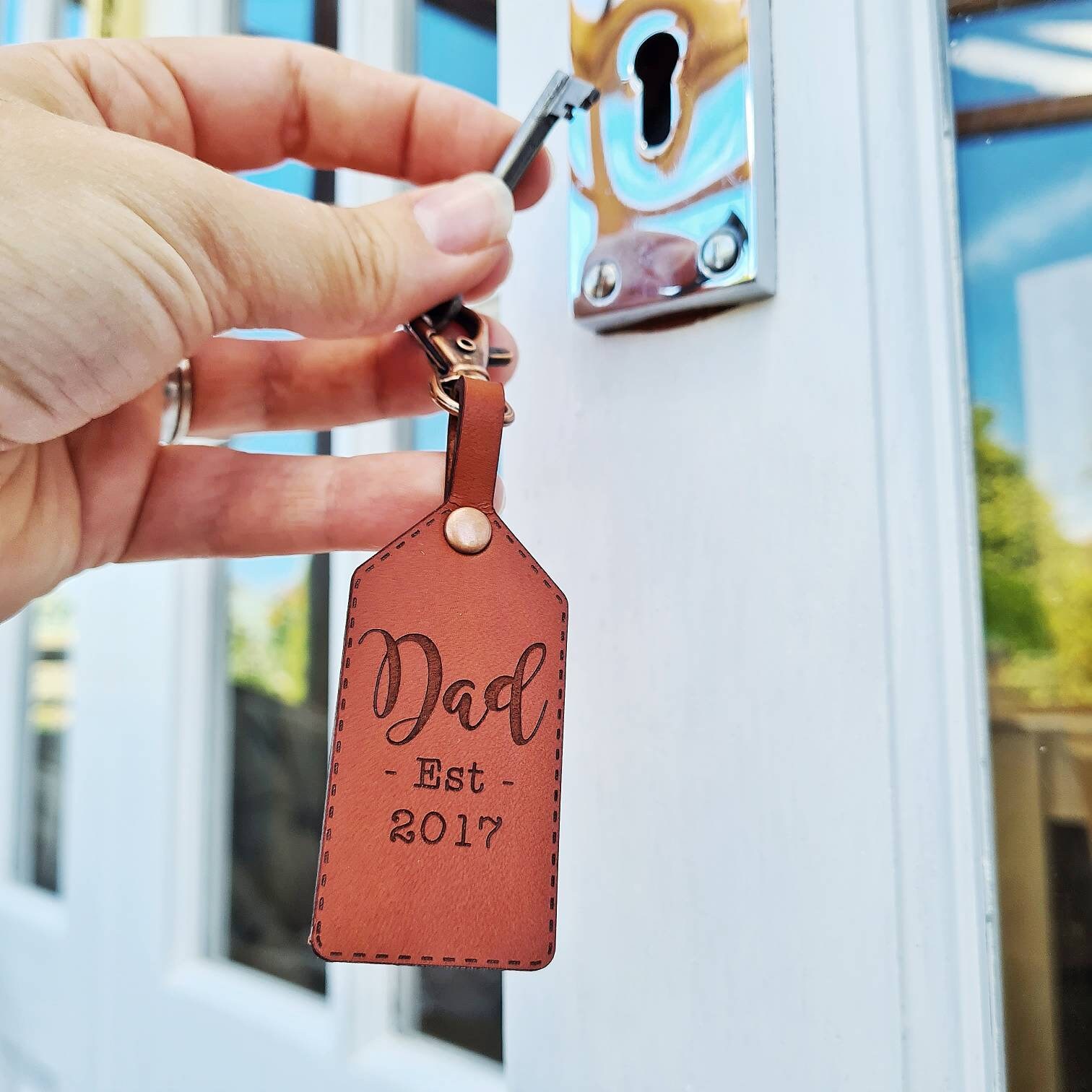 New Dad Personalized Gift Leather Keychain Personalised - Etsy