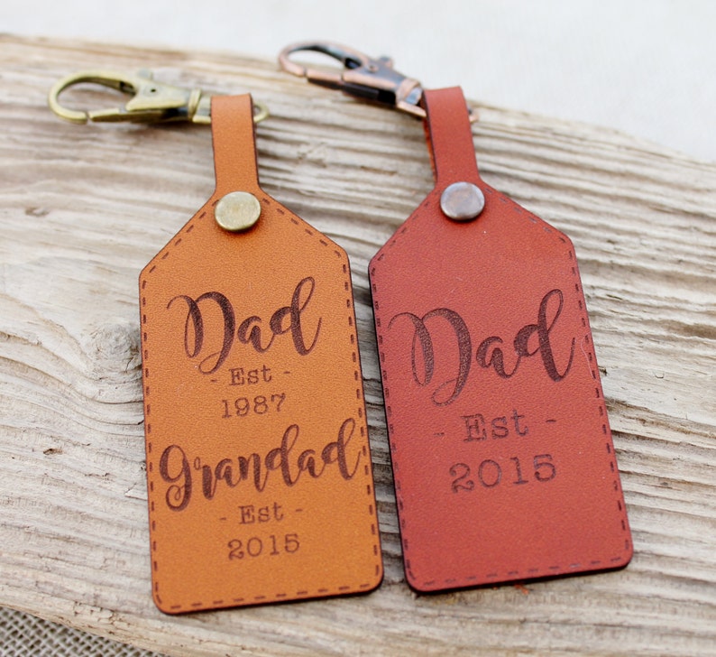 New Grandad Keychain Leather Gift Established Customized Grandpa ...