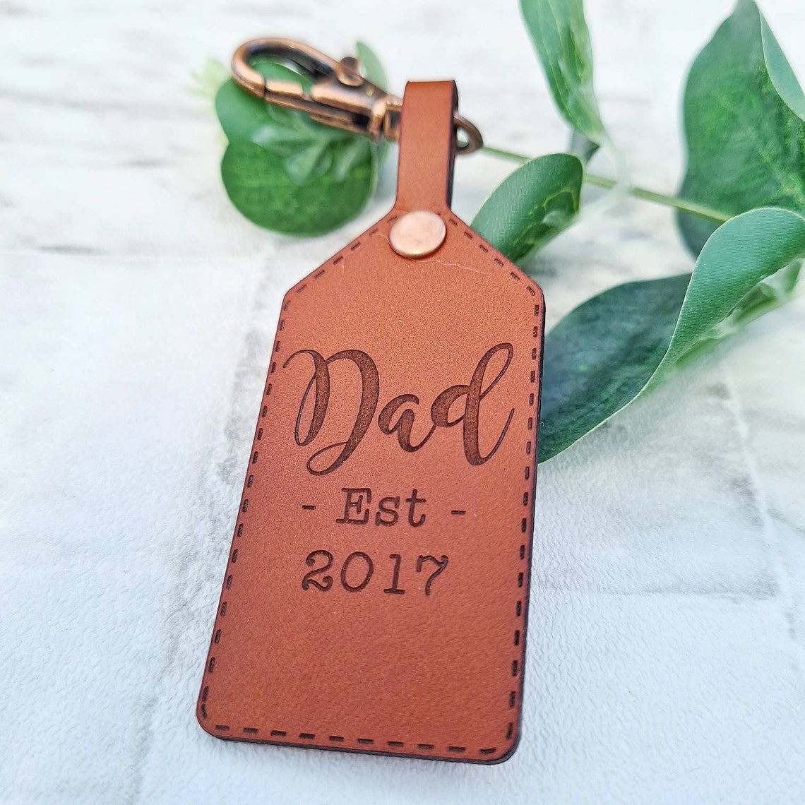 New Dad Personalized Gift Leather Keychain Personalised | Etsy
