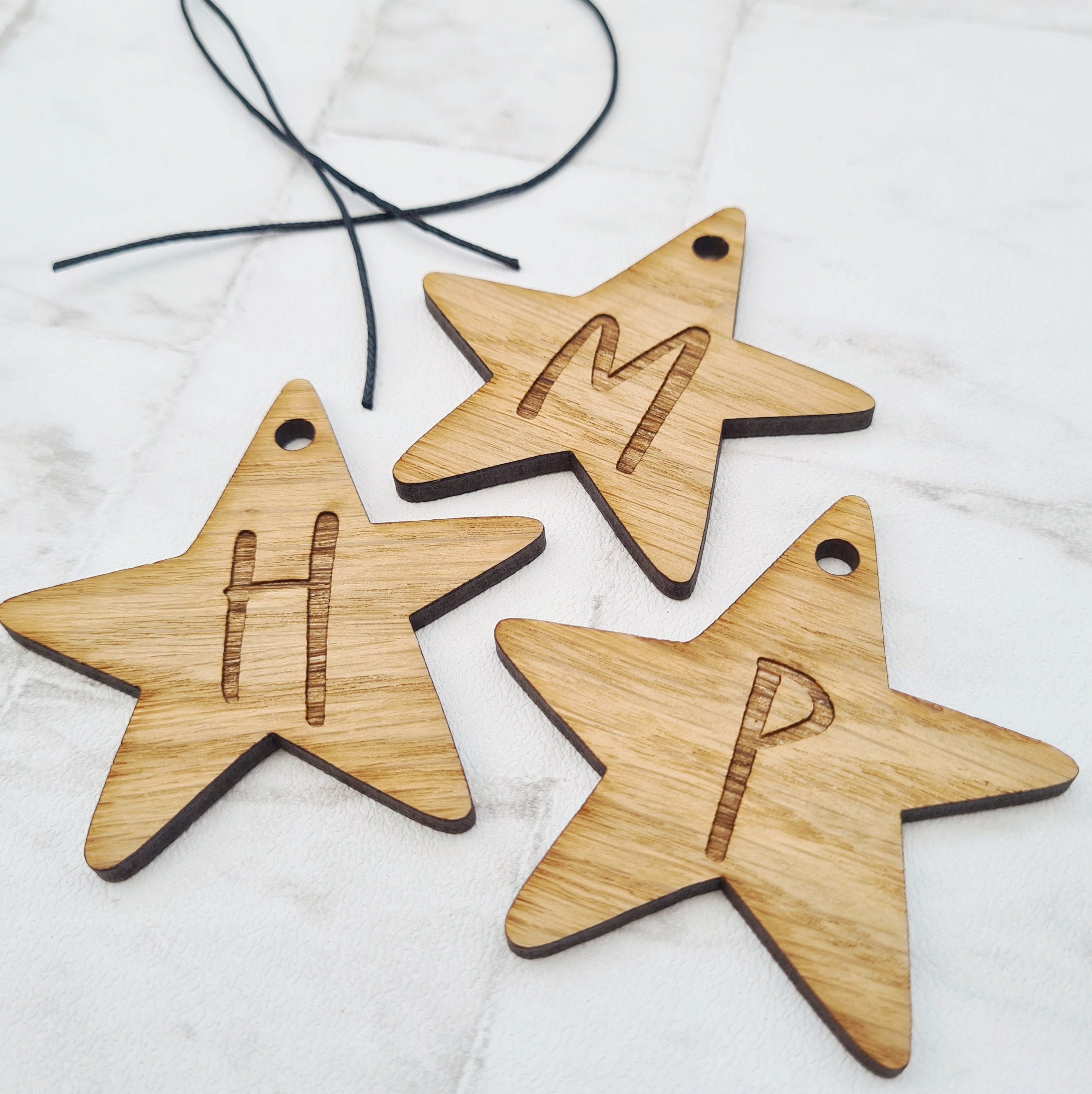 Wooden Personalised Star Shaped Gift Tags With Initials | Etsy