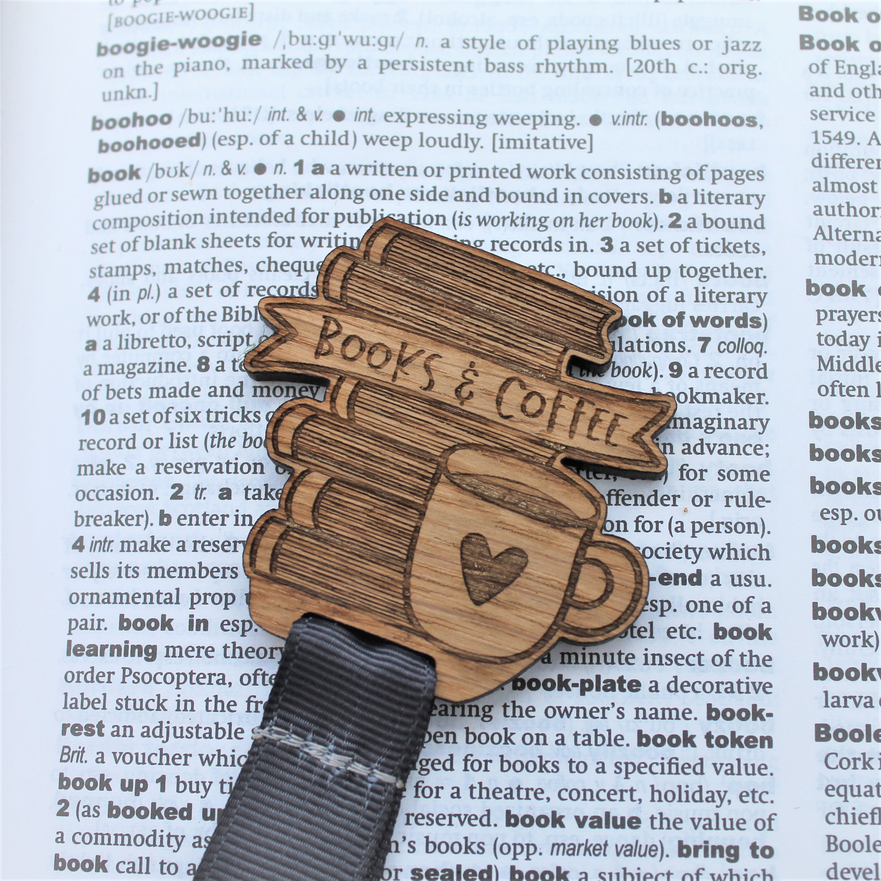 Books and Coffee Addict Wooden Bookmark Reading Gift - Etsy
