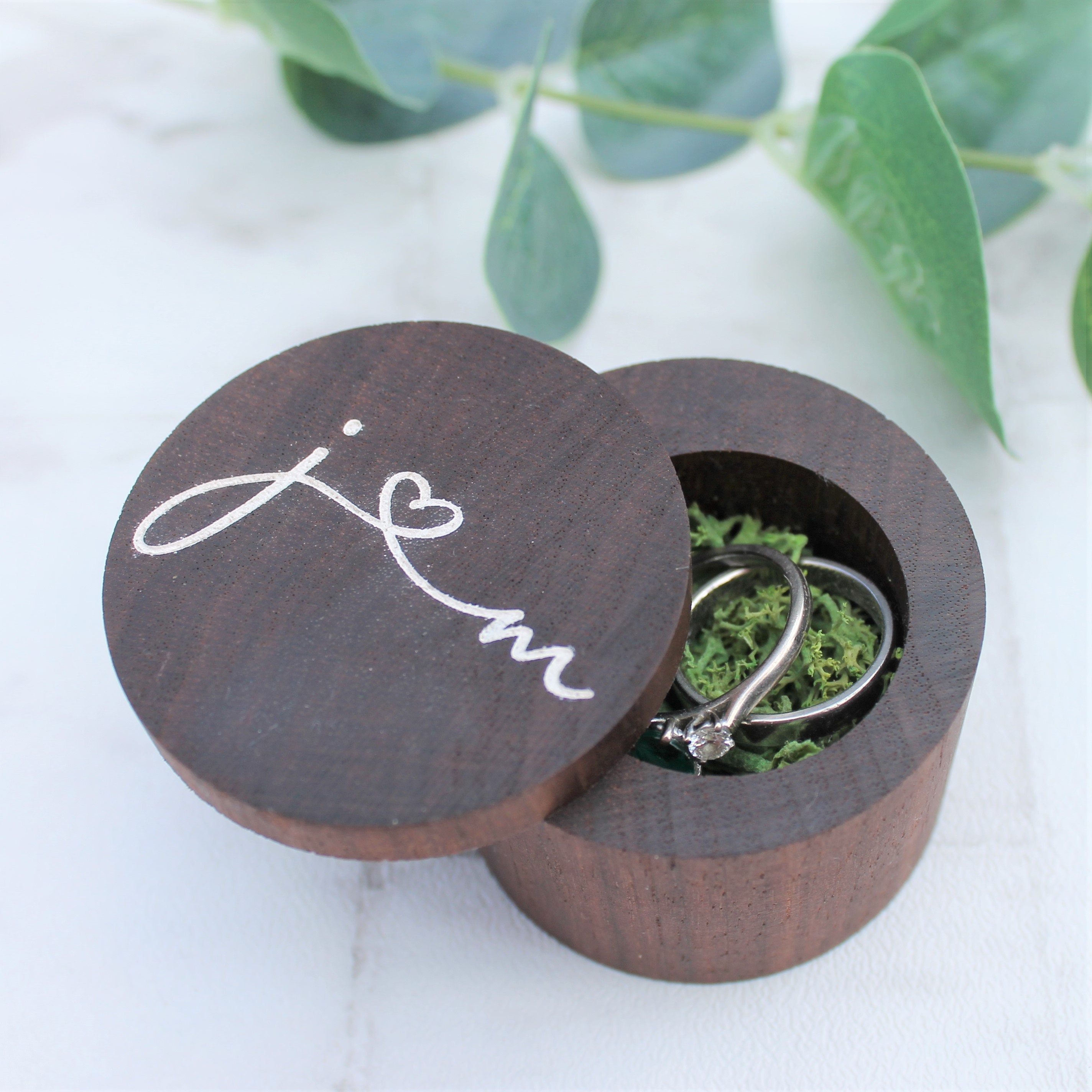 Engraved Wooden Ring Box With Personalised Initials for | Etsy UK