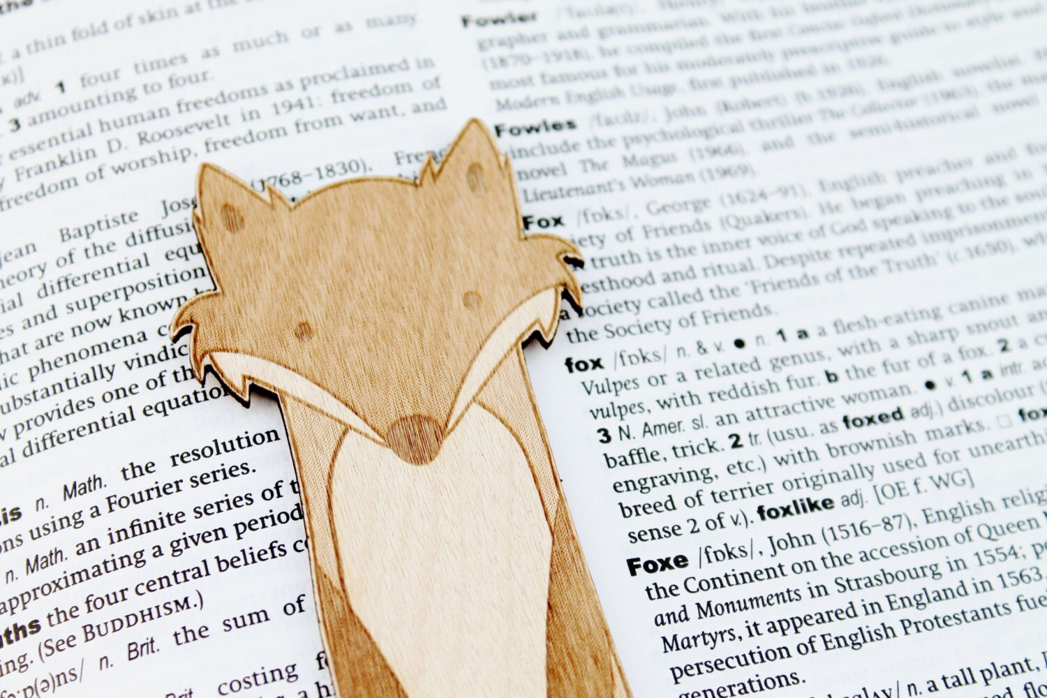 Fox Bookmark Wooden Engraved Cute Funny Book Geek Personalised - Etsy