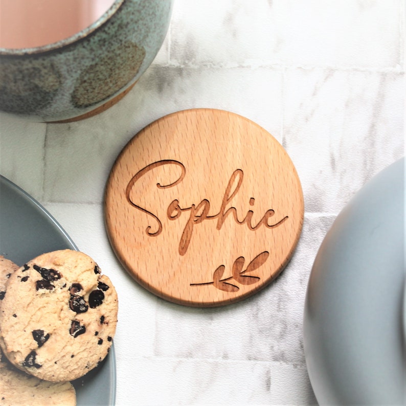 Wooden Personalised Name Coaster Engraved Tea Lover Gift | Etsy