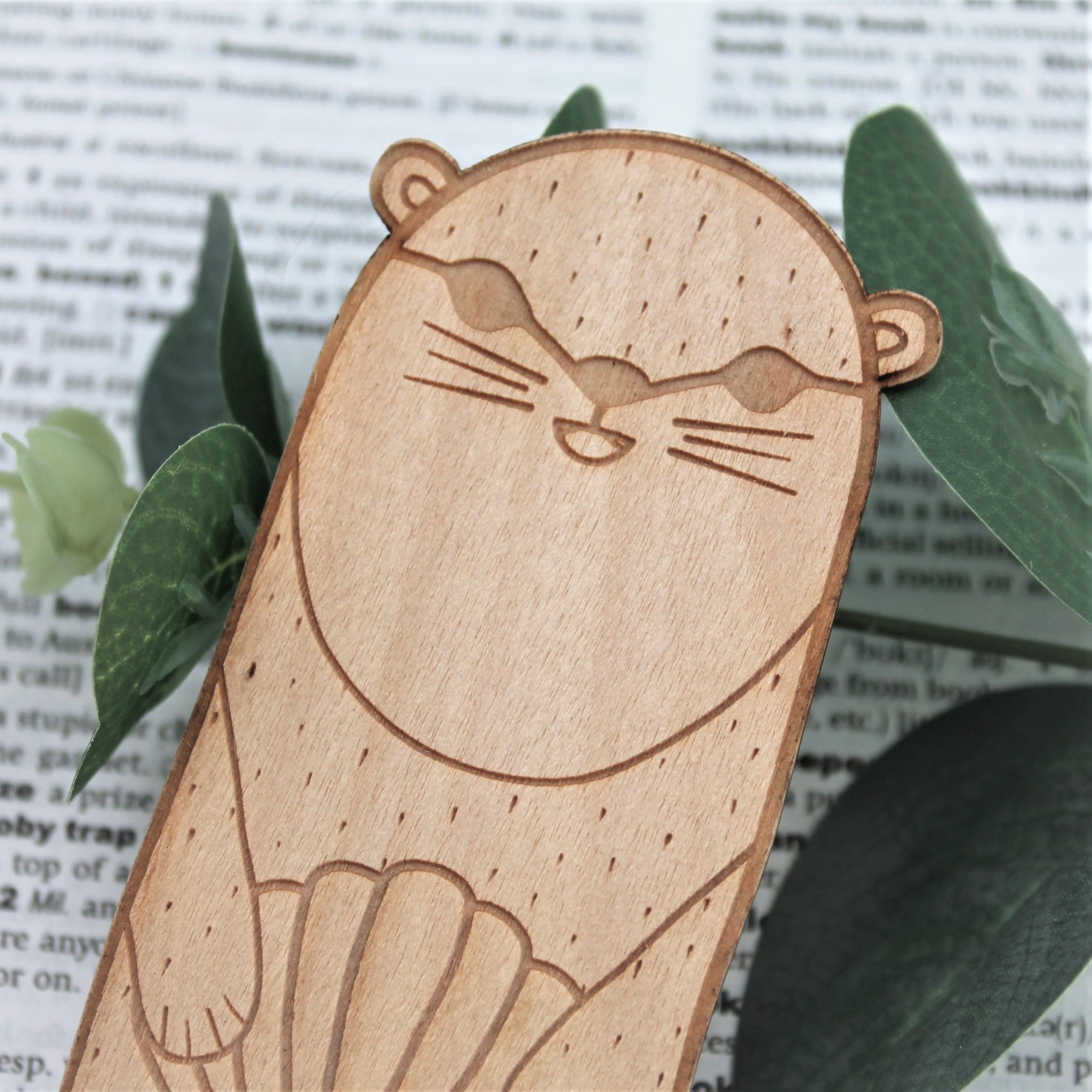 Otter Wooden Bookmark Book Lover Gift - Etsy UK