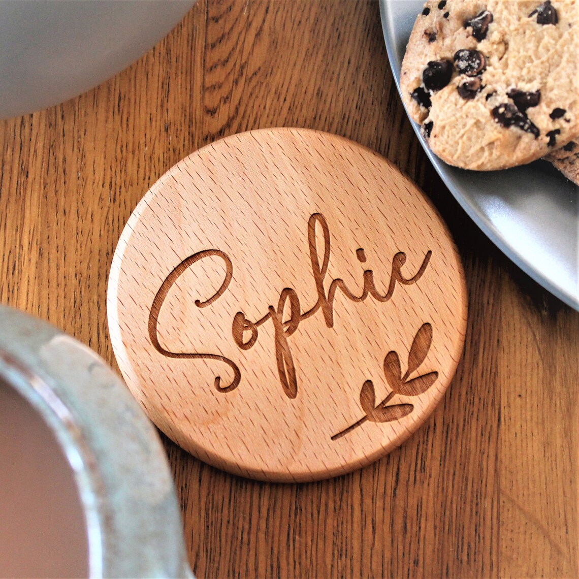 Wooden Personalised Name Coaster Engraved Tea Lover Gift - Etsy UK