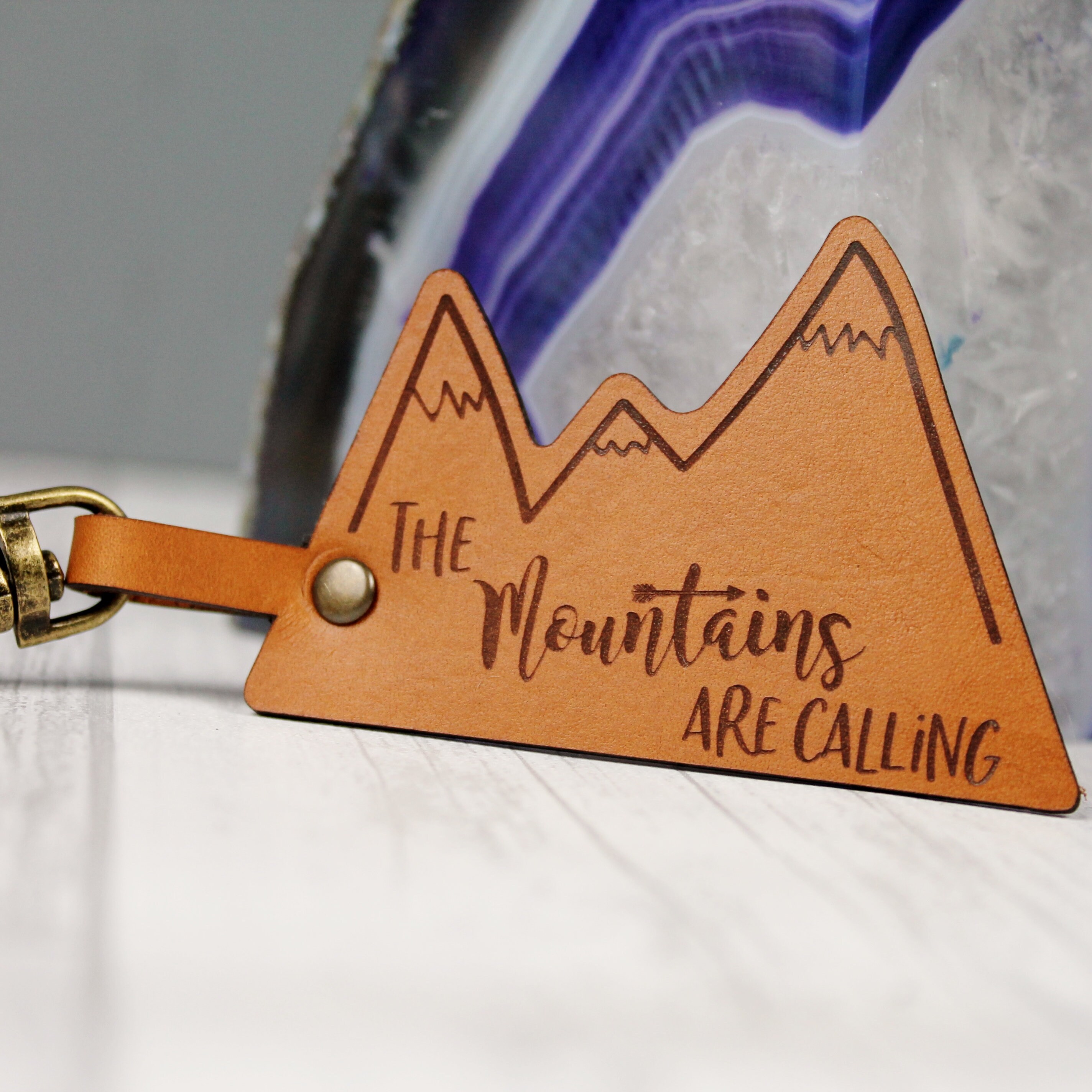 Mountains Are Calling Travel Keyring Hiking Leather Keychain | Etsy
