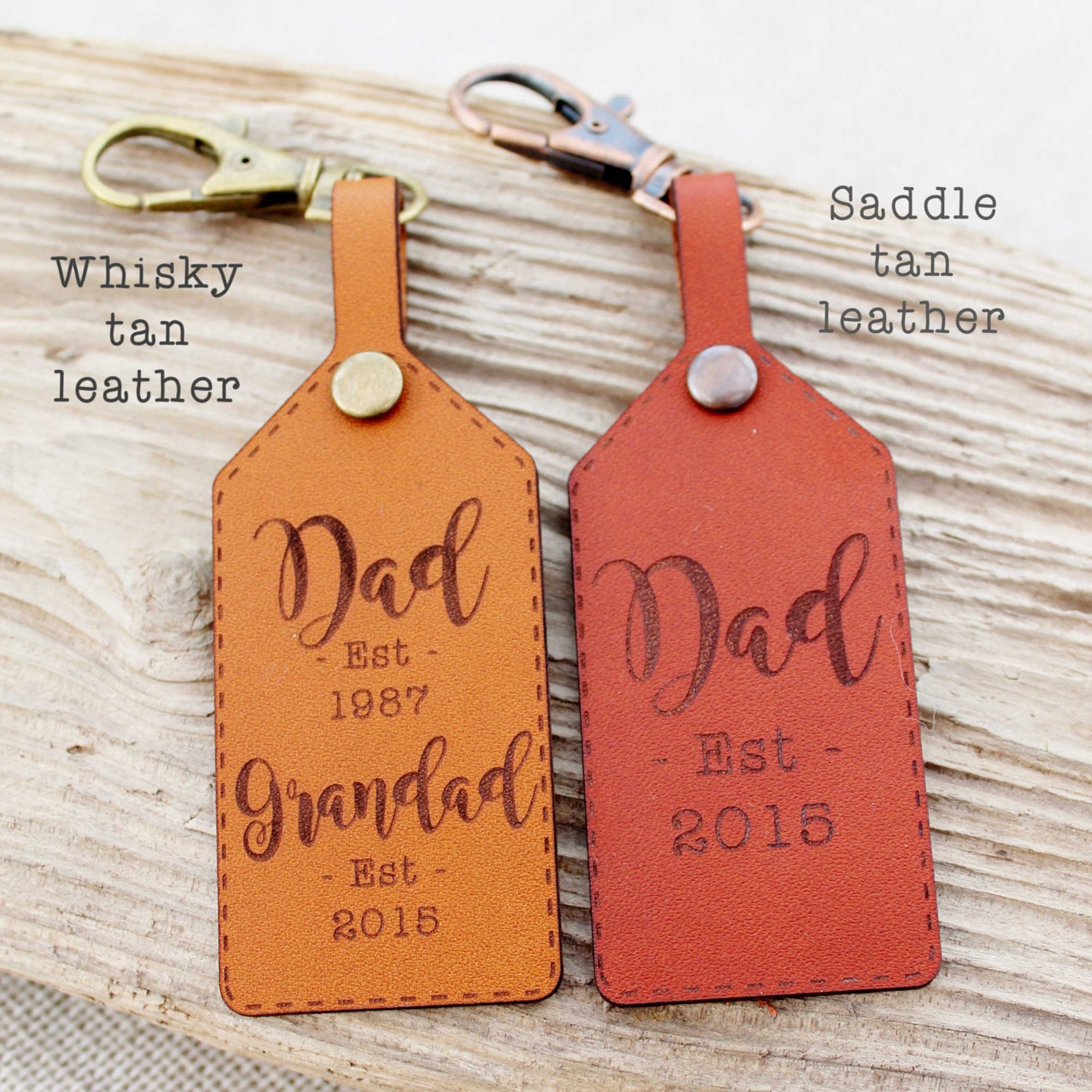 New Grandad Keychain Leather Gift Established Customized Grandpa ...