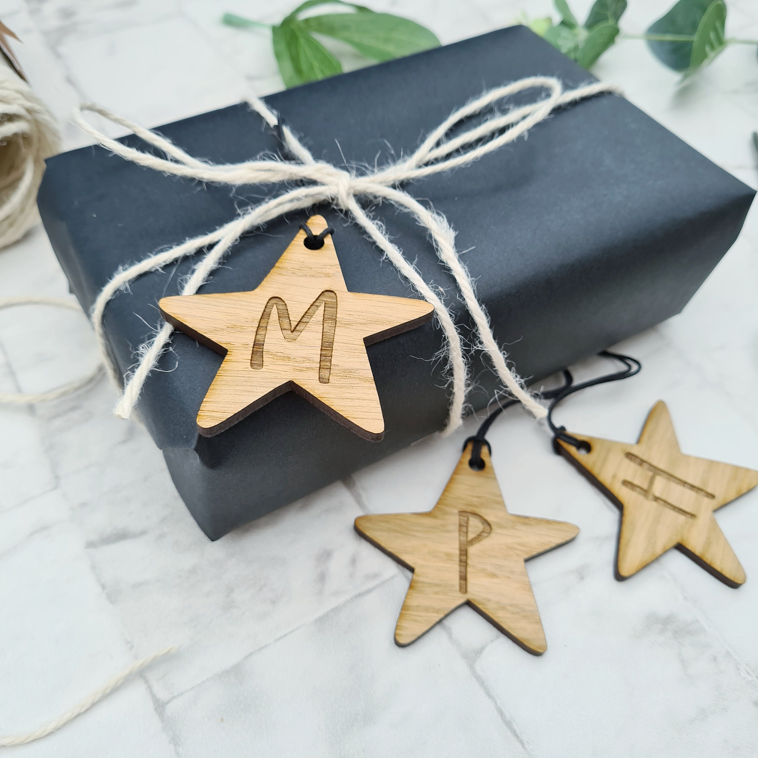 Wooden Personalised Star Shaped Gift Tags With Initials | Etsy