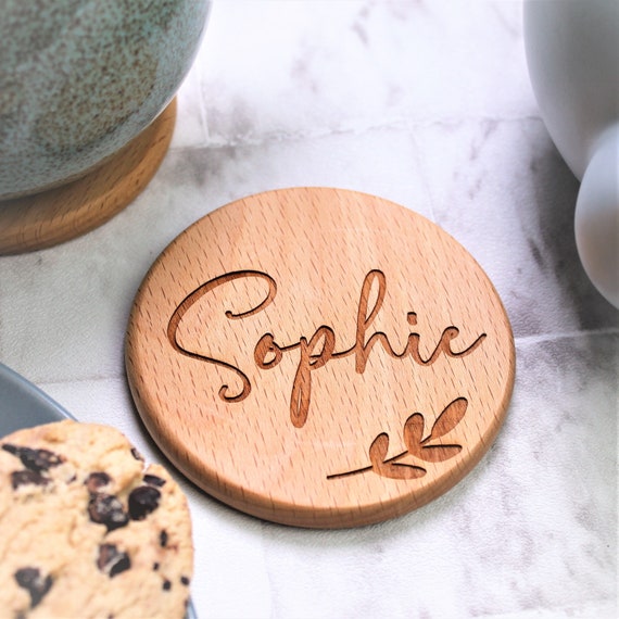 Wooden Personalised Name Coaster Engraved Tea Lover Gift | Etsy