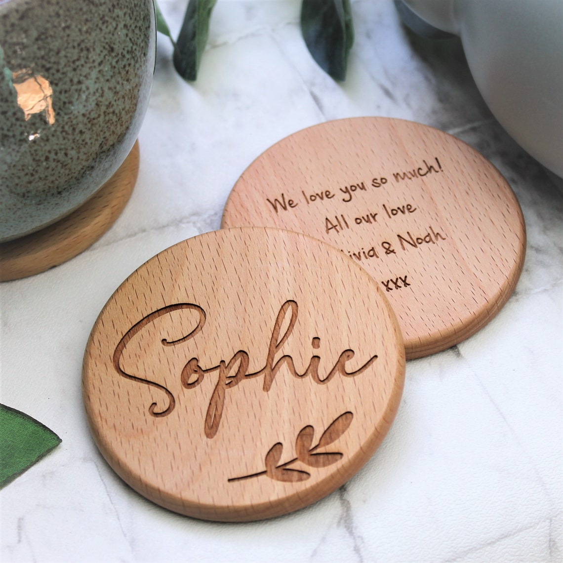 Wooden Personalised Name Coaster Engraved Tea Lover Gift - Etsy UK