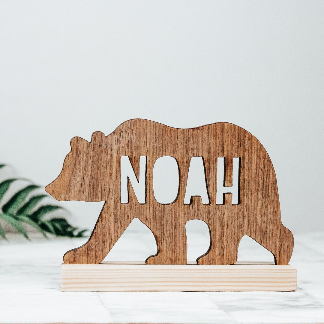 Personalised Wooden Bear Woodland Nursery Sign - Playroom Décor - Boys ...